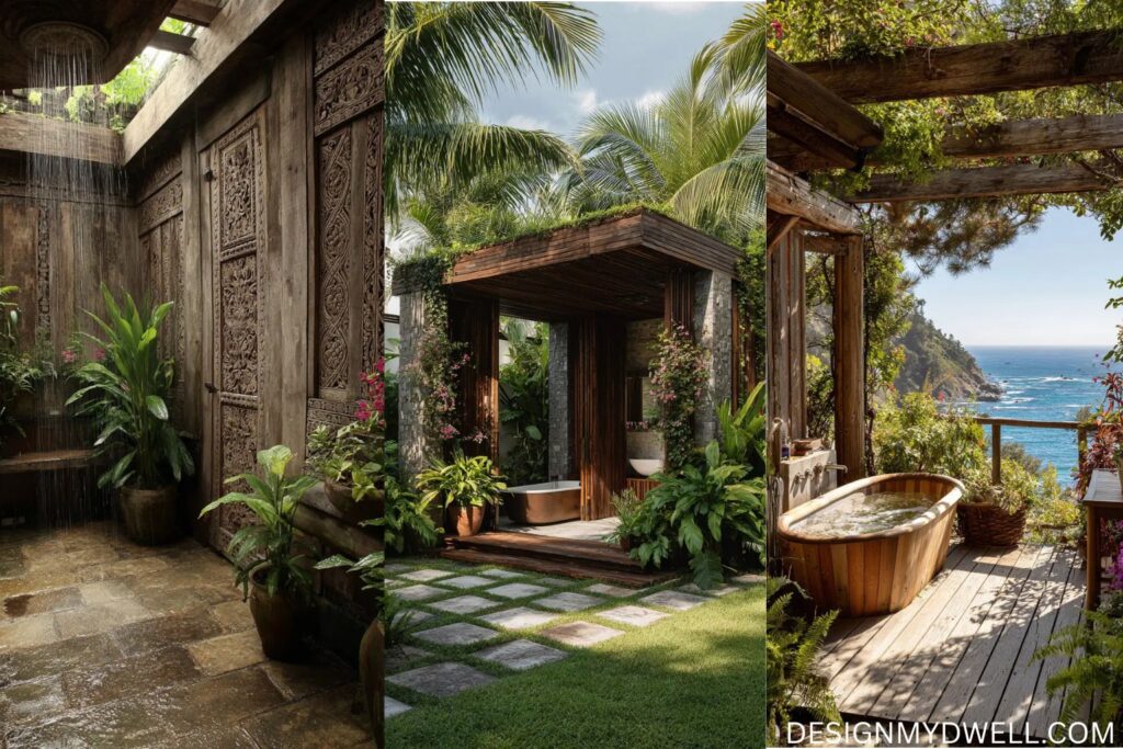 19+ Refreshing Tropical Outdoor Shower Ideas
